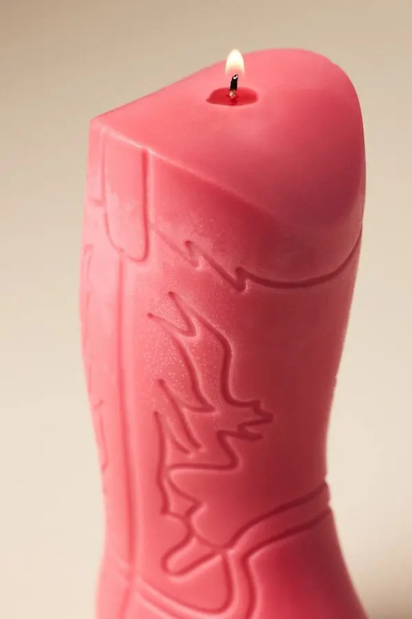 DAVIE OCHO CANDLE CO Davie Ocho Cowboy Boot Decorative Candle - Pink