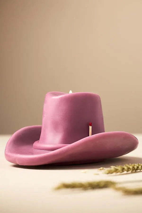 DAVIE OCHO CANDLE CO Davie Ocho Cowboy Hat Decorative Candle - Purple