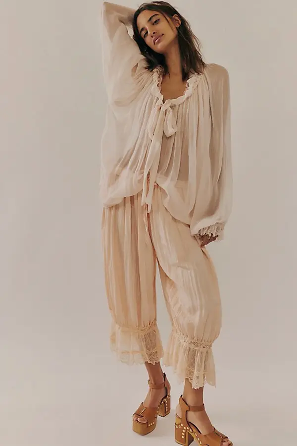 Free People Chiffon Bow Blouse - Ivory