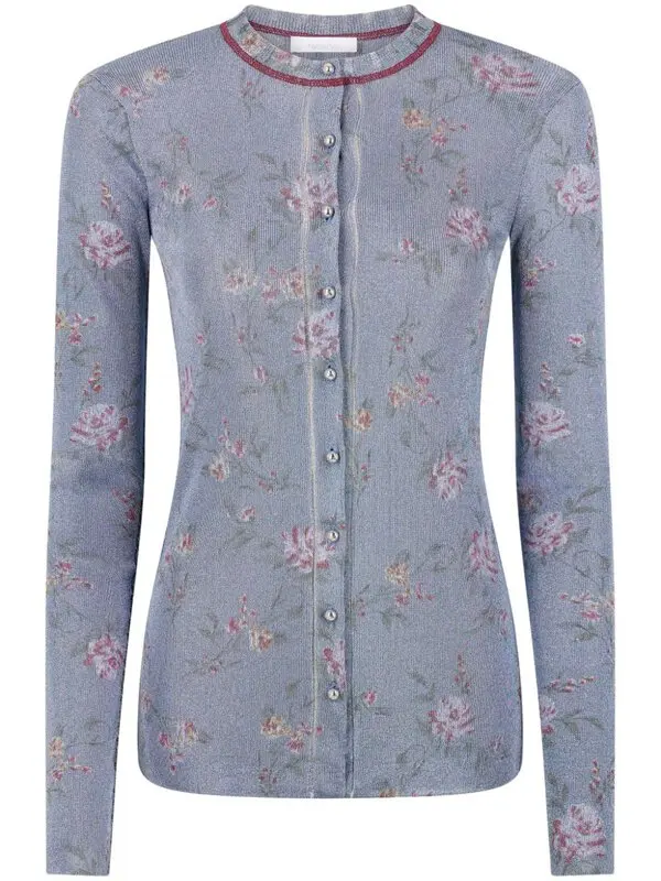 Rabanne Floral-print Cardigan - Blue