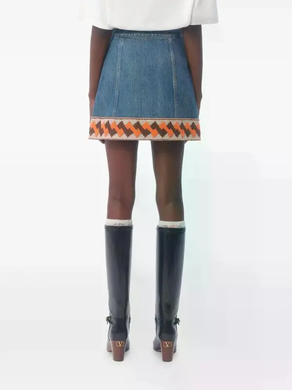 Valentino Garavani Jacquard-trim Mini Skirt - Blue
