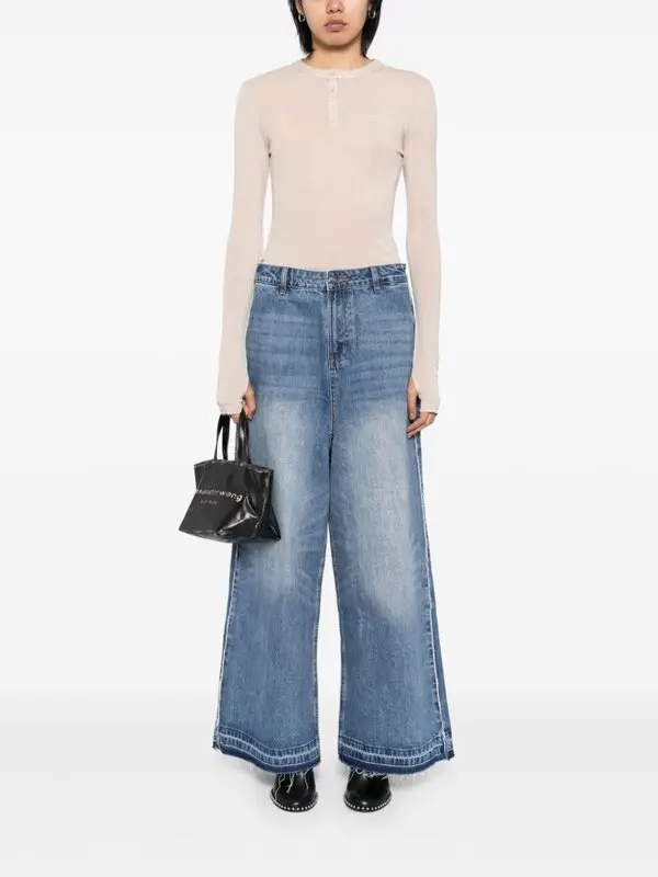 GROUND ZERO Faded Wide-leg Jeans