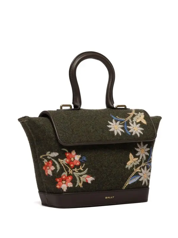 Bally Alpine Flower-Embroidered Crossbody Bag In Green - 50