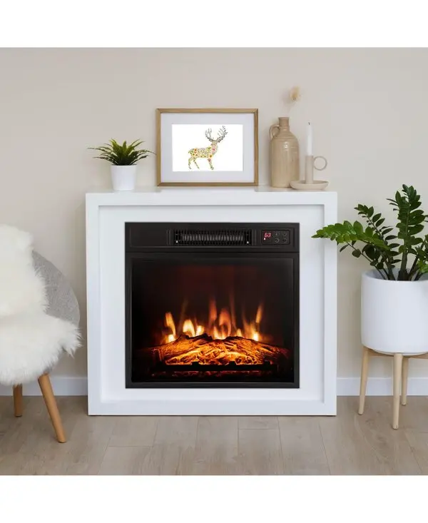 SUGIFT 18 Inch Electric Fireplace Inserted With Adjustable Led Flame