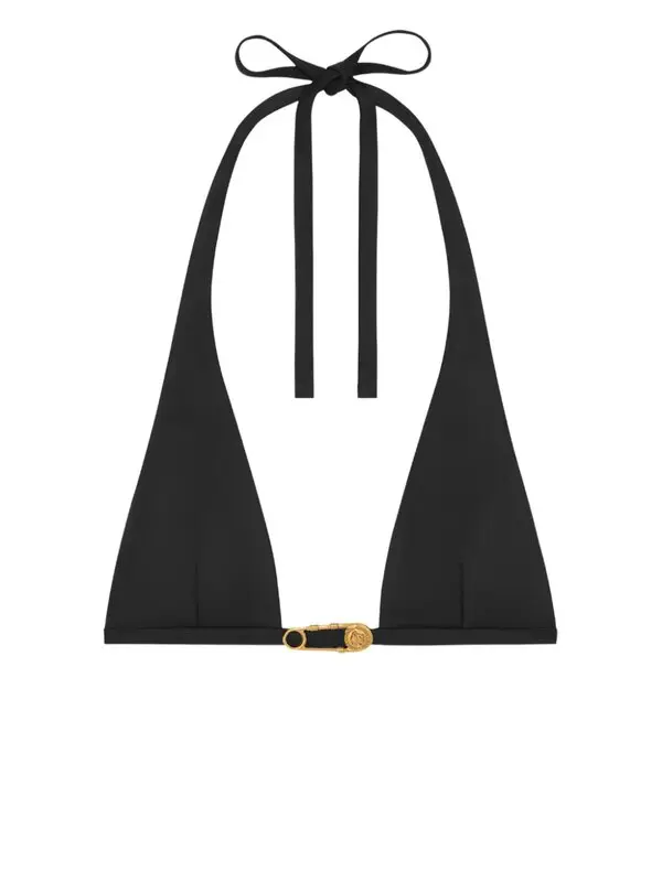 Versace Safety Pin Triangle Bikini Top - Black