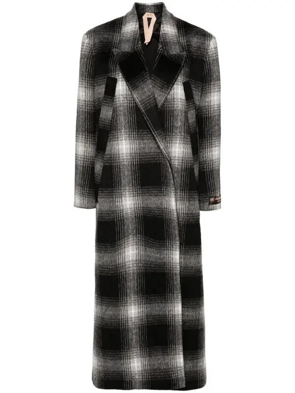 N°21 Plaid-Check Coat In Black - 39% Off | Editorialist