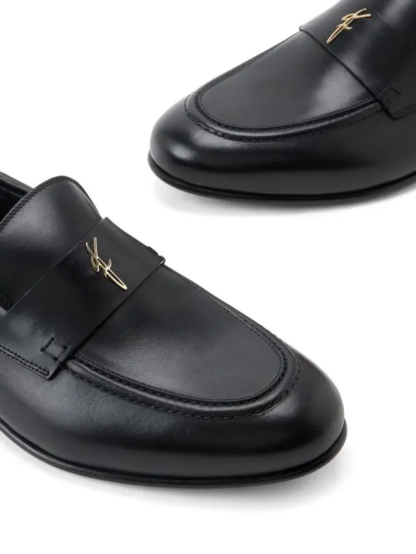 FERRAGAMO Appliqué-logo Leather Loafers