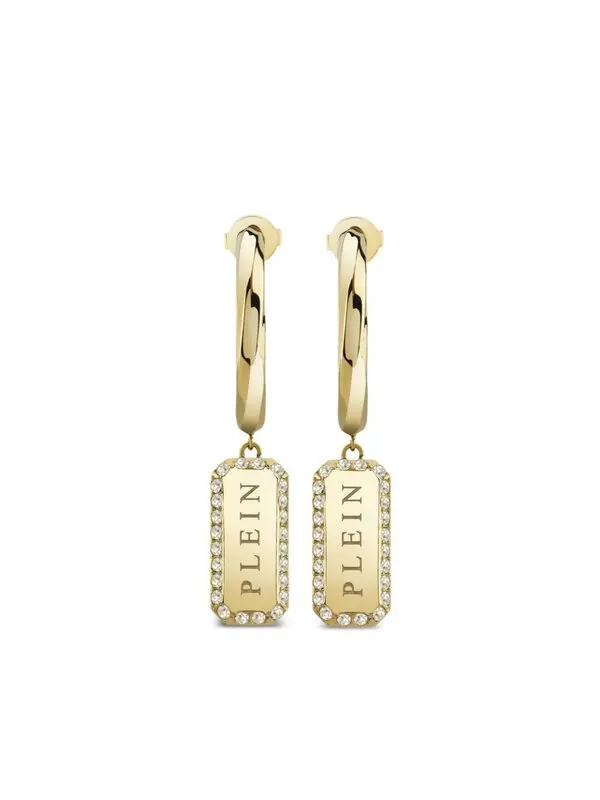 Philipp Plein Crystal Tag Earrings