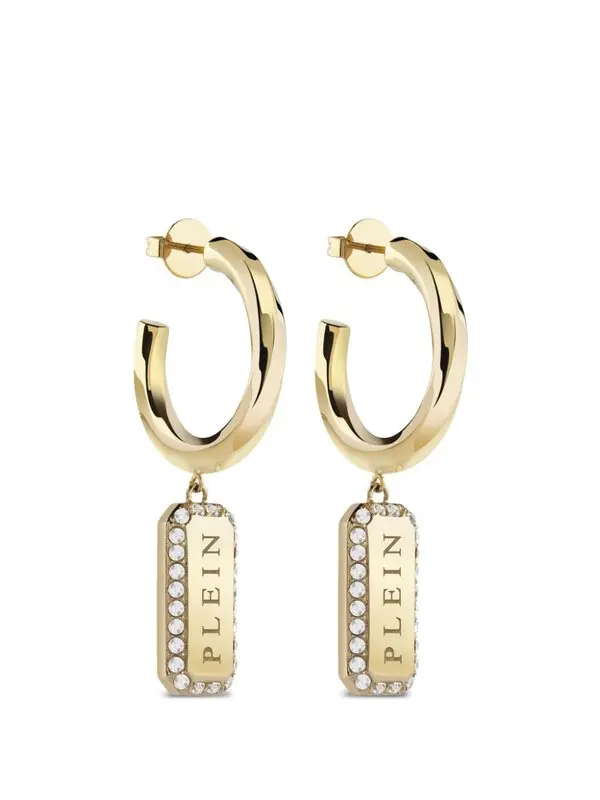 Philipp Plein Crystal Tag Earrings