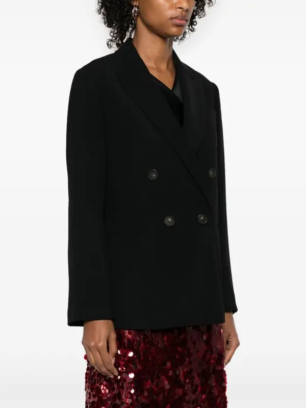 Vince Crepe Double-breasted Blazer - Black