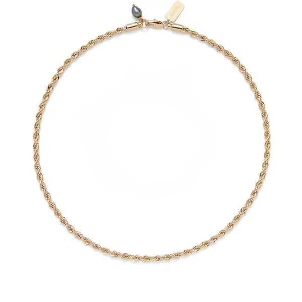 Lady Grey Rope Chain Necklace With Pearl - Gold