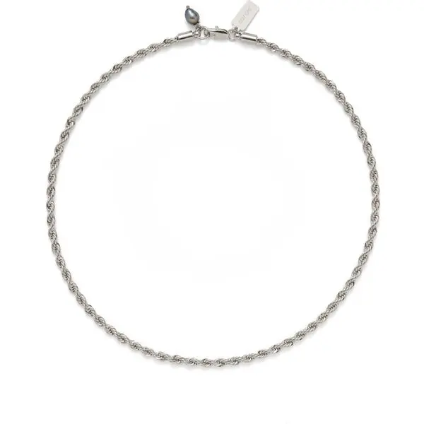 Lady Grey Rope Chain Necklace With Pearl - Silver