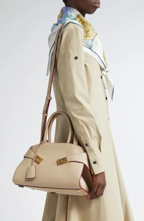 FERRAGAMO Small Hug Top Handle Satchel - Stone