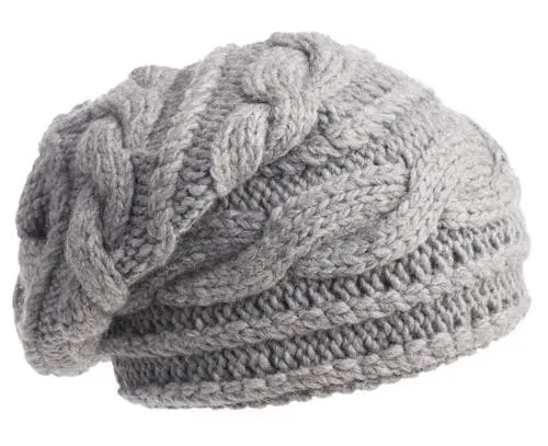 NIRVANNA DESIGNS Triple Braid Cable Slouch Beanie - Ash