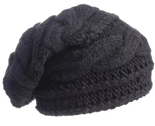 NIRVANNA DESIGNS Triple Braid Cable Slouch Beanie - Black