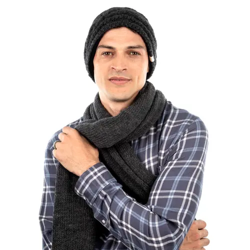 NIRVANNA DESIGNS Triple Braid Cable Slouch Beanie - Black