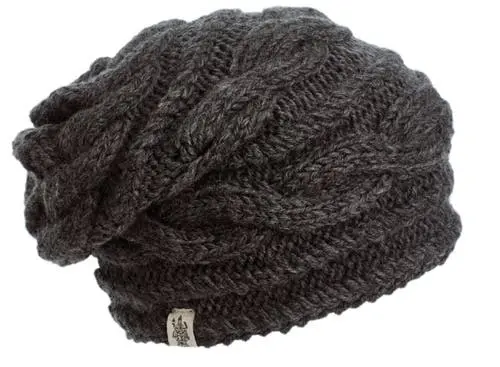 NIRVANNA DESIGNS Triple Braid Cable Slouch Beanie - Charcoal