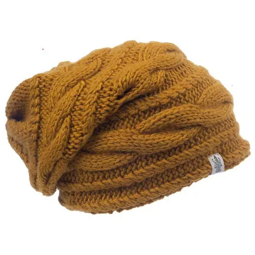 NIRVANNA DESIGNS Triple Braid Cable Slouch Beanie - Honey