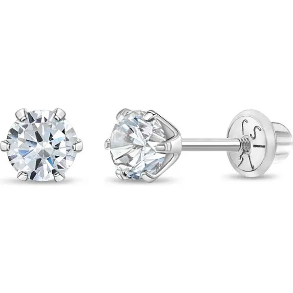 IN SEASON JEWELRY 14k White Gold Solitaire Stud Earrings - April