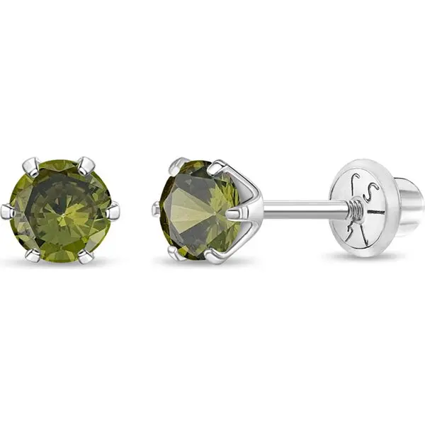 IN SEASON JEWELRY 14k White Gold Solitaire Stud Earrings - August