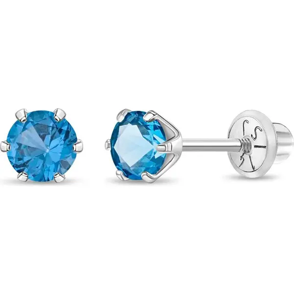 IN SEASON JEWELRY 14k White Gold Solitaire Stud Earrings - December
