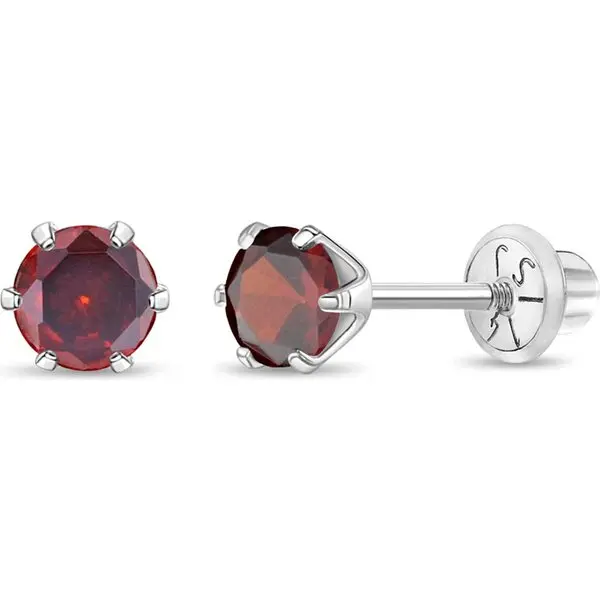 IN SEASON JEWELRY 14k White Gold Solitaire Stud Earrings - January