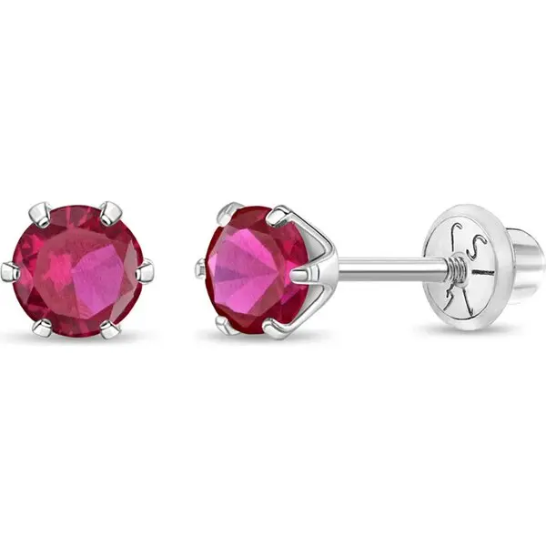 IN SEASON JEWELRY 14k White Gold Solitaire Stud Earrings - July