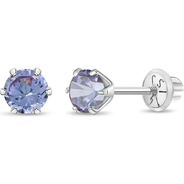 IN SEASON JEWELRY 14k White Gold Solitaire Stud Earrings - June