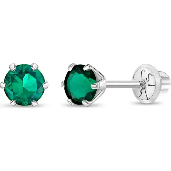 IN SEASON JEWELRY 14k White Gold Solitaire Stud Earrings - May