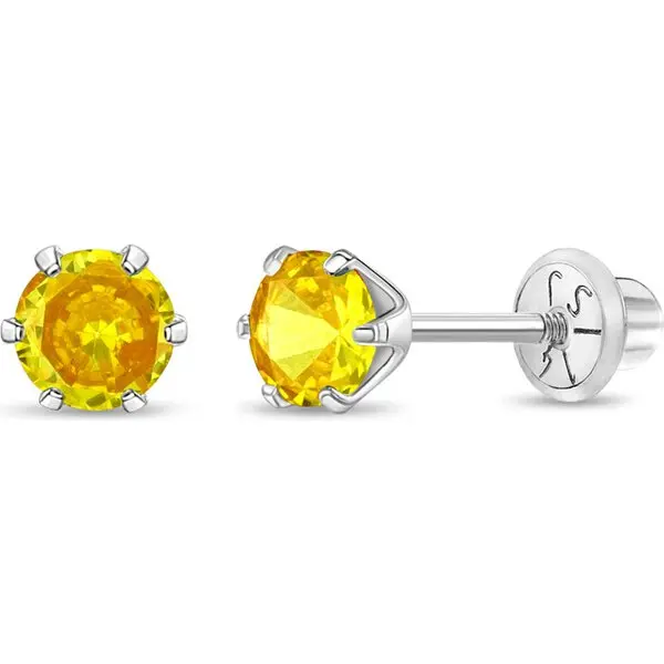 IN SEASON JEWELRY 14k White Gold Solitaire Stud Earrings - November