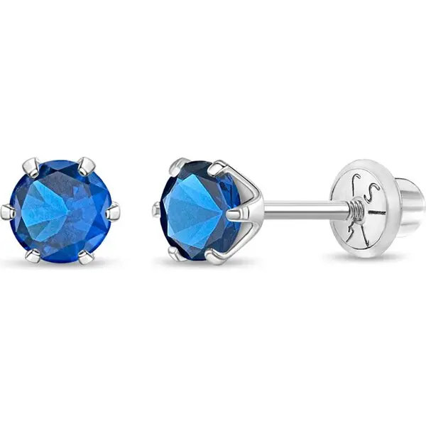 IN SEASON JEWELRY 14k White Gold Solitaire Stud Earrings - September
