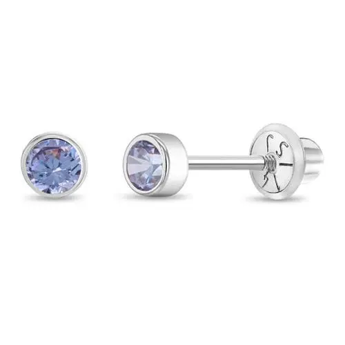 IN SEASON JEWELRY 14k White Gold Cubic Zirconia Bezel Earrings - June