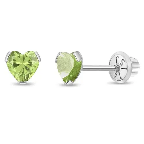 IN SEASON JEWELRY 14k White Gold Cubic Zirconia Heart Earrings - August