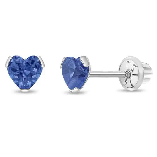 IN SEASON JEWELRY 14k White Gold Cubic Zirconia Heart Earrings - December