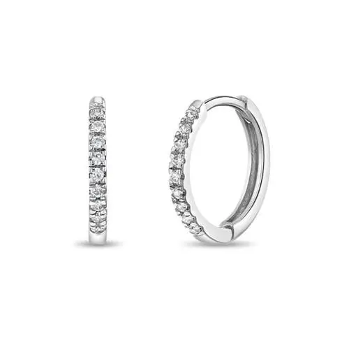IN SEASON JEWELRY 14k White Gold Cubic Zirconia Hoop Earrings - Silver