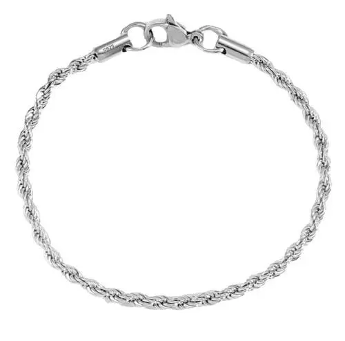 DONATELLO GIAN Name Sterling Rhodium-plated Rope Bracelet - Silver