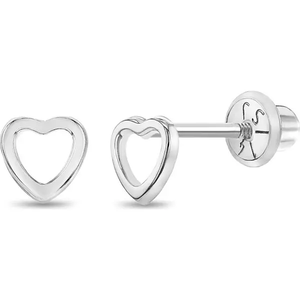 IN SEASON JEWELRY 14k White Gold Heart Earrings - Silver