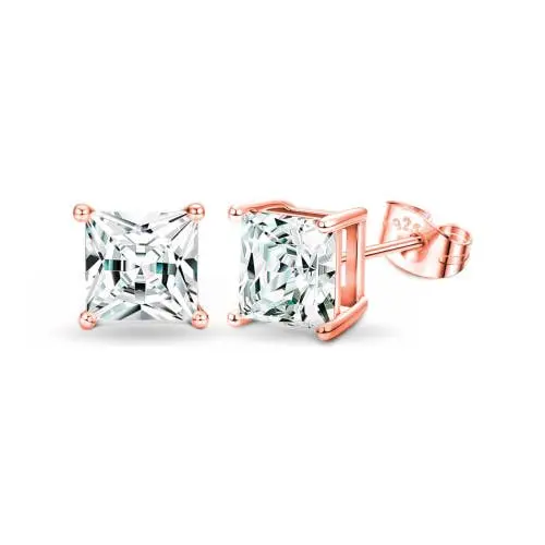 DONATELLO GIAN Name' Rose Gold Square Stud Earrings - Pink