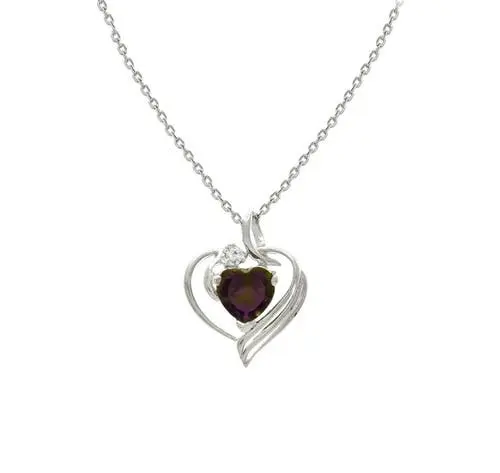DONATELLO GIAN Name Sterling Silver Gemstone Heart Necklace - Mystic