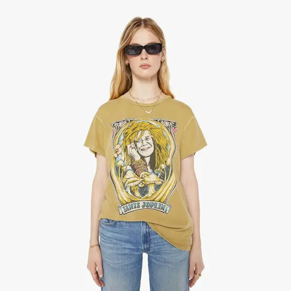 Madeworn Janis Joplin Graphic T-Shirt In Khaki - 50% Off