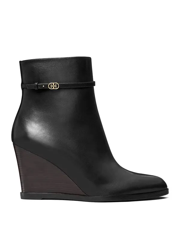 Tory Burch Double T Buckle Wedge Booties