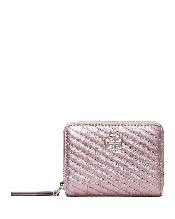Tory Burch Kira Metallic Moto Quilted Leather Wallet - Sparkle Pink