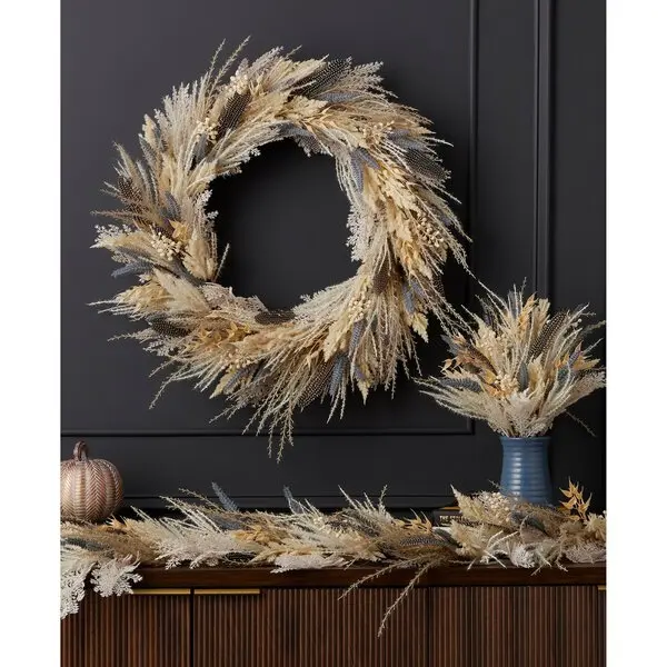SEASONAL LLC Fall Fields Bouquet Wreath, 28
