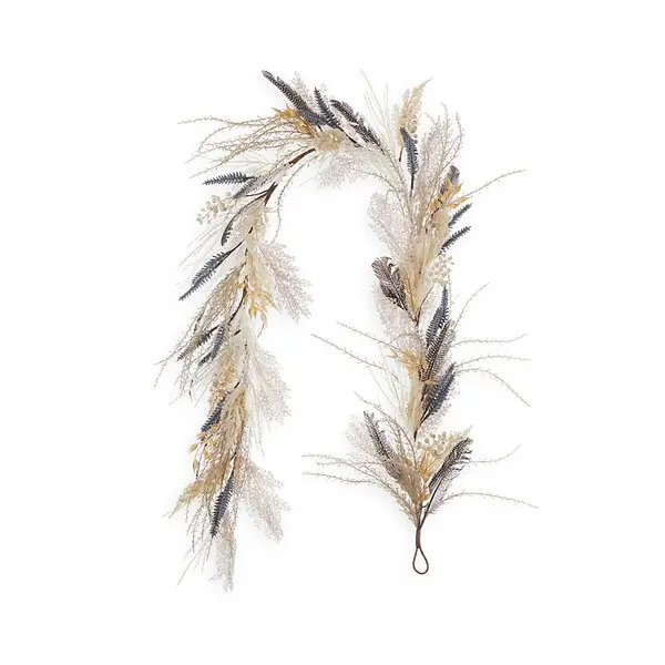SEASONAL LLC Fall Fields Bouquet With Feathers And Pampas 6' Garland - No Color