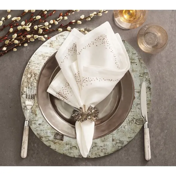 KIM SEYBERT Chalet Placemat, Set Of 4 - Natural/ Silver