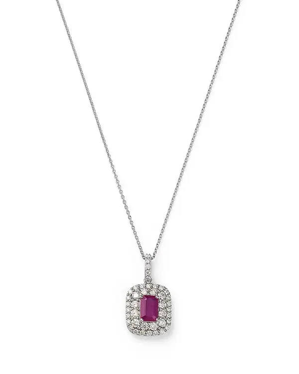 Bloomingdale'S Ruby And Diamond Pendant Necklace - Pink/white