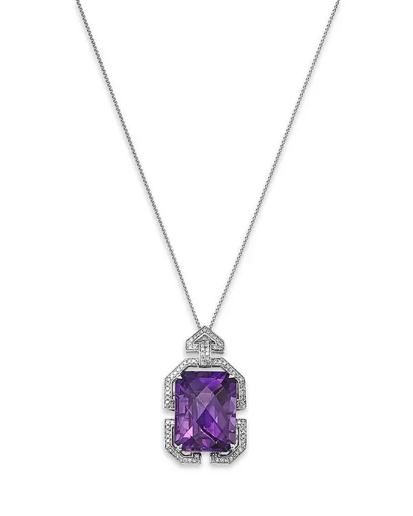 Bloomingdale'S 14k White Gold Amethyst & Diamond Necklace - Purple/white