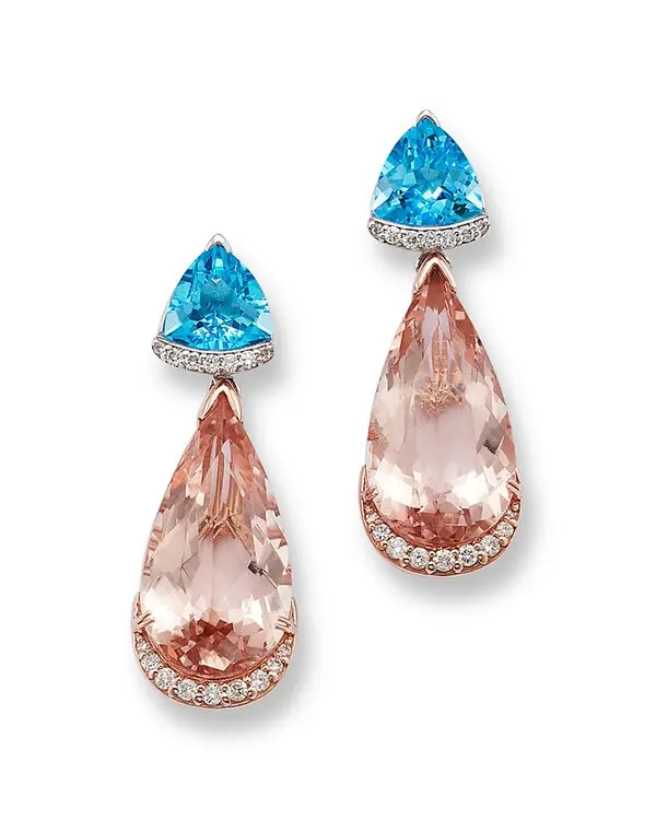 Bloomingdale'S 14k Rose Gold Morganite Drop Earrings - Pink/blue