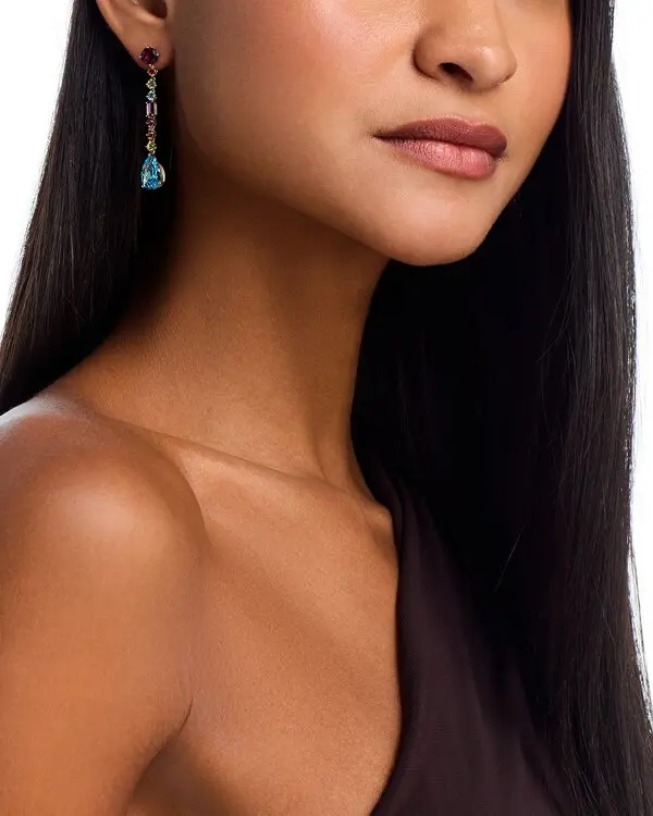 Bloomingdale'S 14k Yellow Gold Blue Topaz Earrings