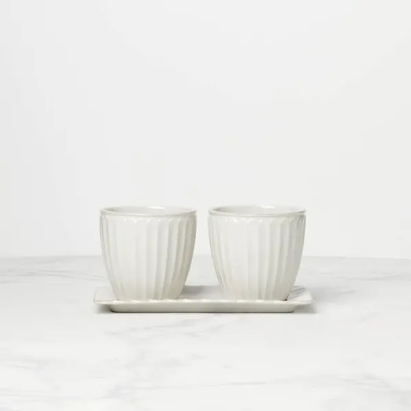 LENOX Set Of 2 French Perle Herb Pots With Tray